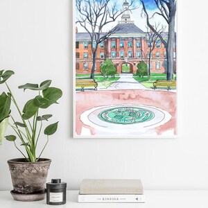 Miami University Ohio Art Print, Watercolor Painting , Oxford Abstract ...