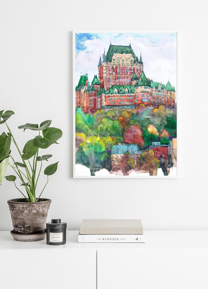 Quebec City Skyline Canada Art Print Watercolor Painting - Etsy