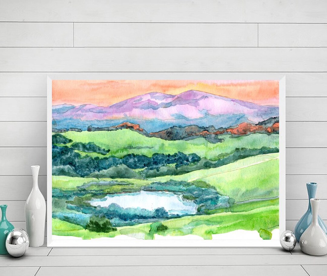 Mount Diablo Art Print From Original Watercolor Painting by Valentina ...