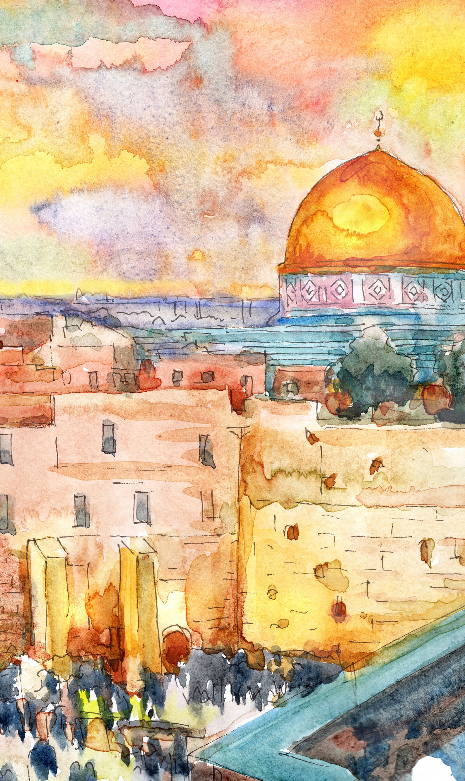 Jerusalem Painting Wall of Tears Israel Wall Art Print - Etsy