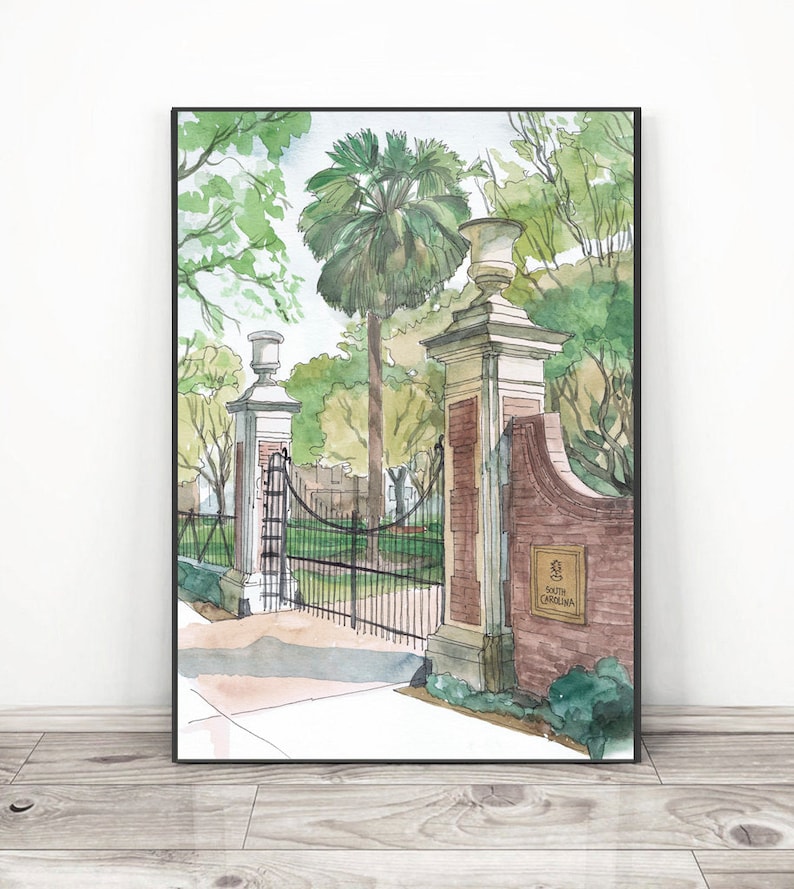 University of South Carolina Art USC Watercolor Painting - Etsy