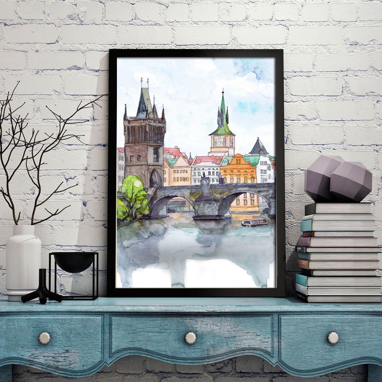 Prague art Czech Republic Wall art Europe Print Charles | Etsy