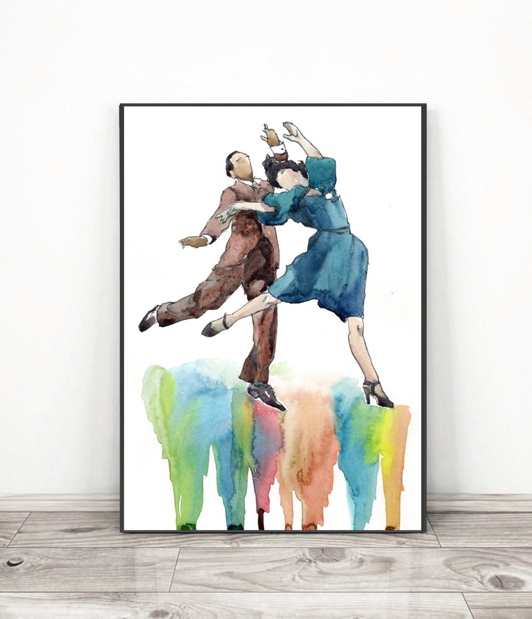 Swing Dance Art - Retro Dancing Print Watercolor Poster - Pop Culture ...