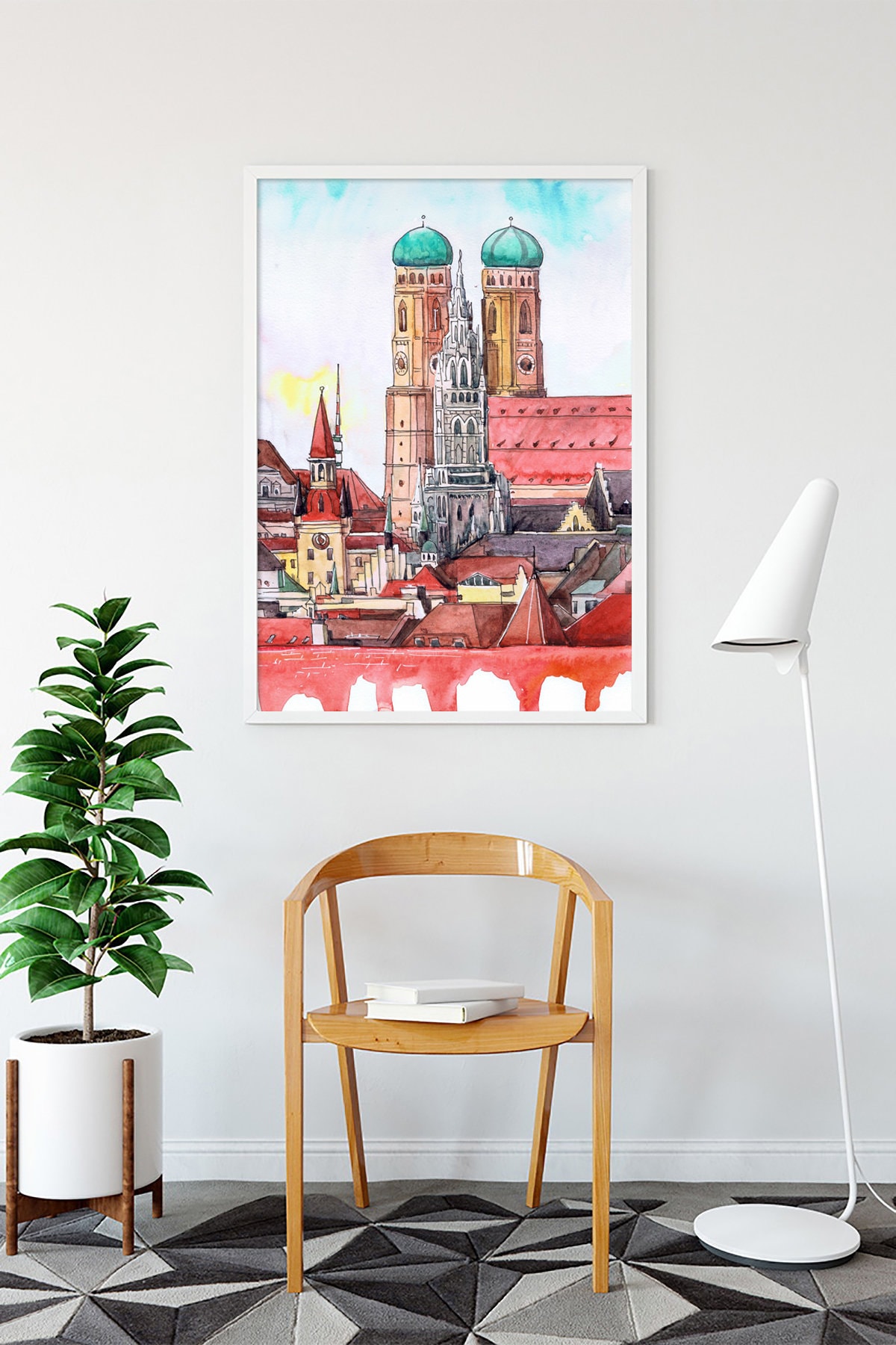 Munich Painting, Wall Art Europe Skyline - Germany Watercolor Print - Etsy