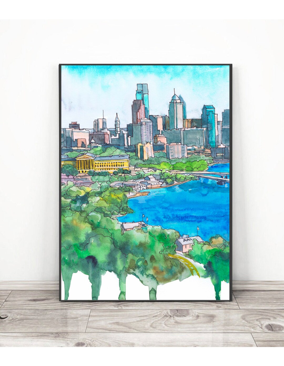 Philadelphia Art Print Skyline Pennsylvania Watercolor Painting ...