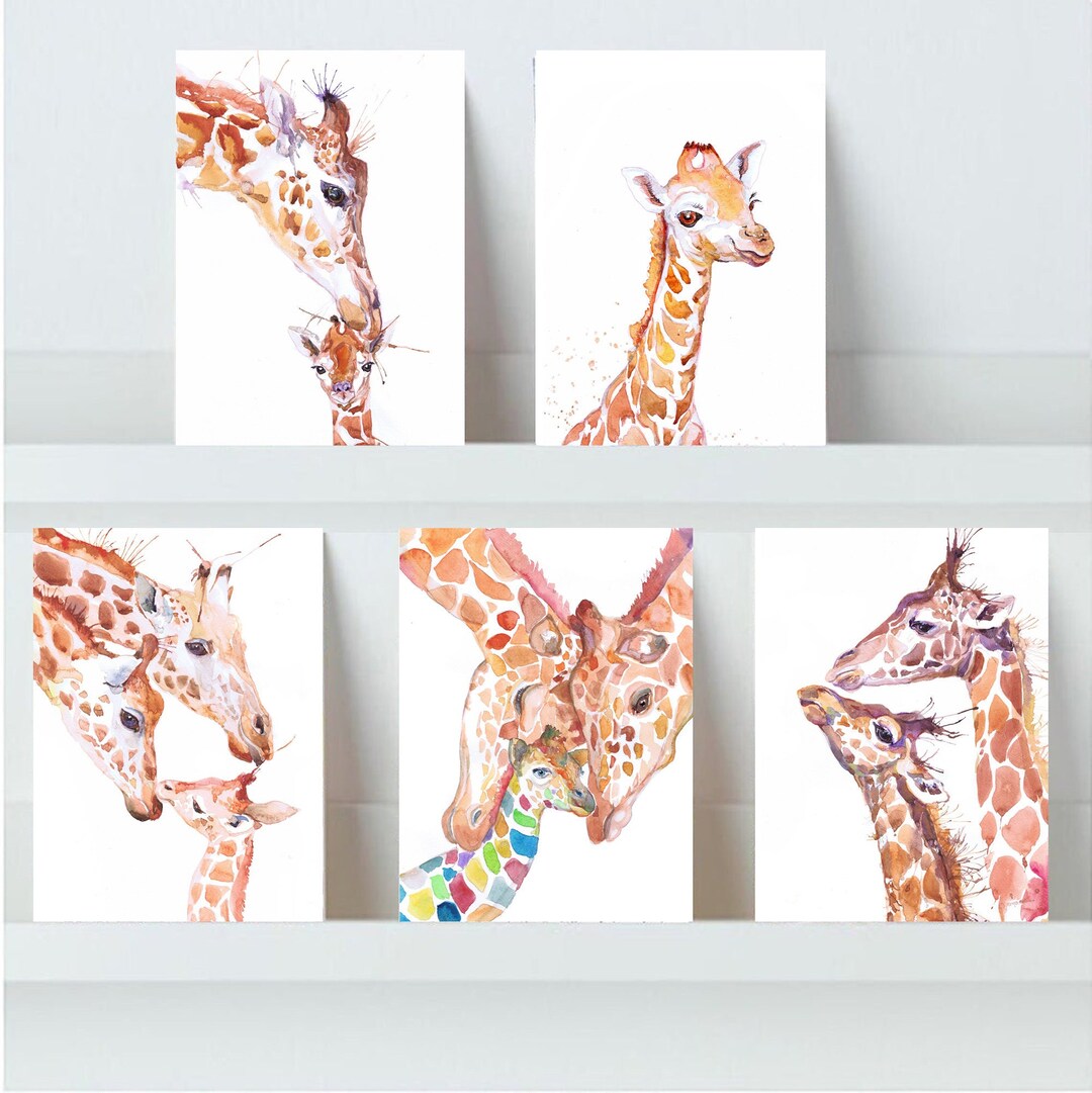 Giraffe Greeting Cards Pack, Fine Art Notecards, Watercolor Cards With ...