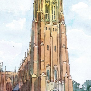 Duke University North Carolina Art, Durham Watercolor Painting ...