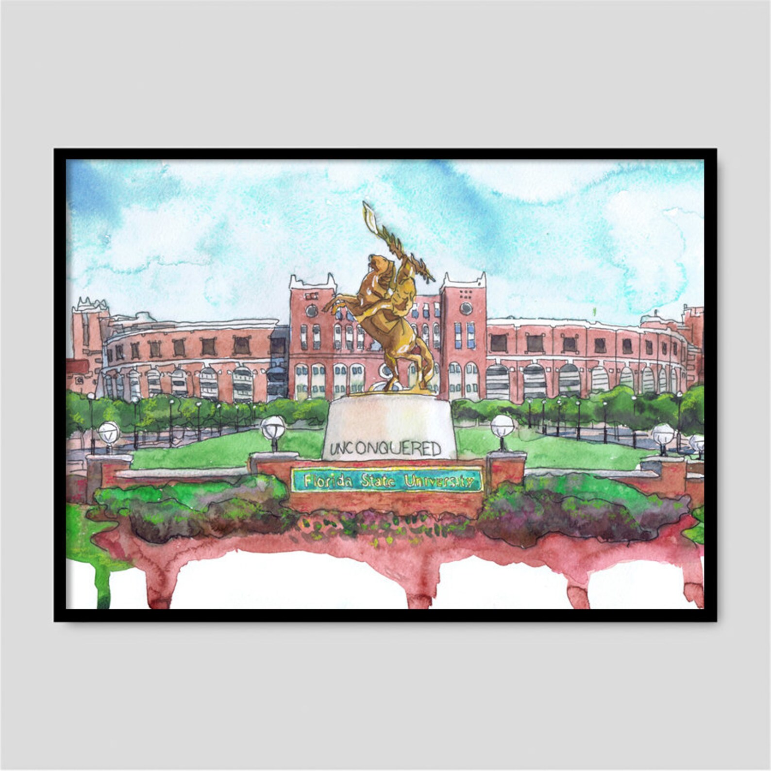 Florida State University Stadium Watercolor Print Fsu Wall | Etsy