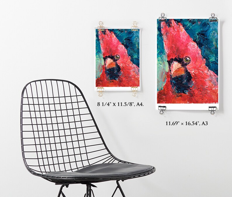 Red Cardinal Art Print Bird Oil Painting Print Cardinal - Etsy