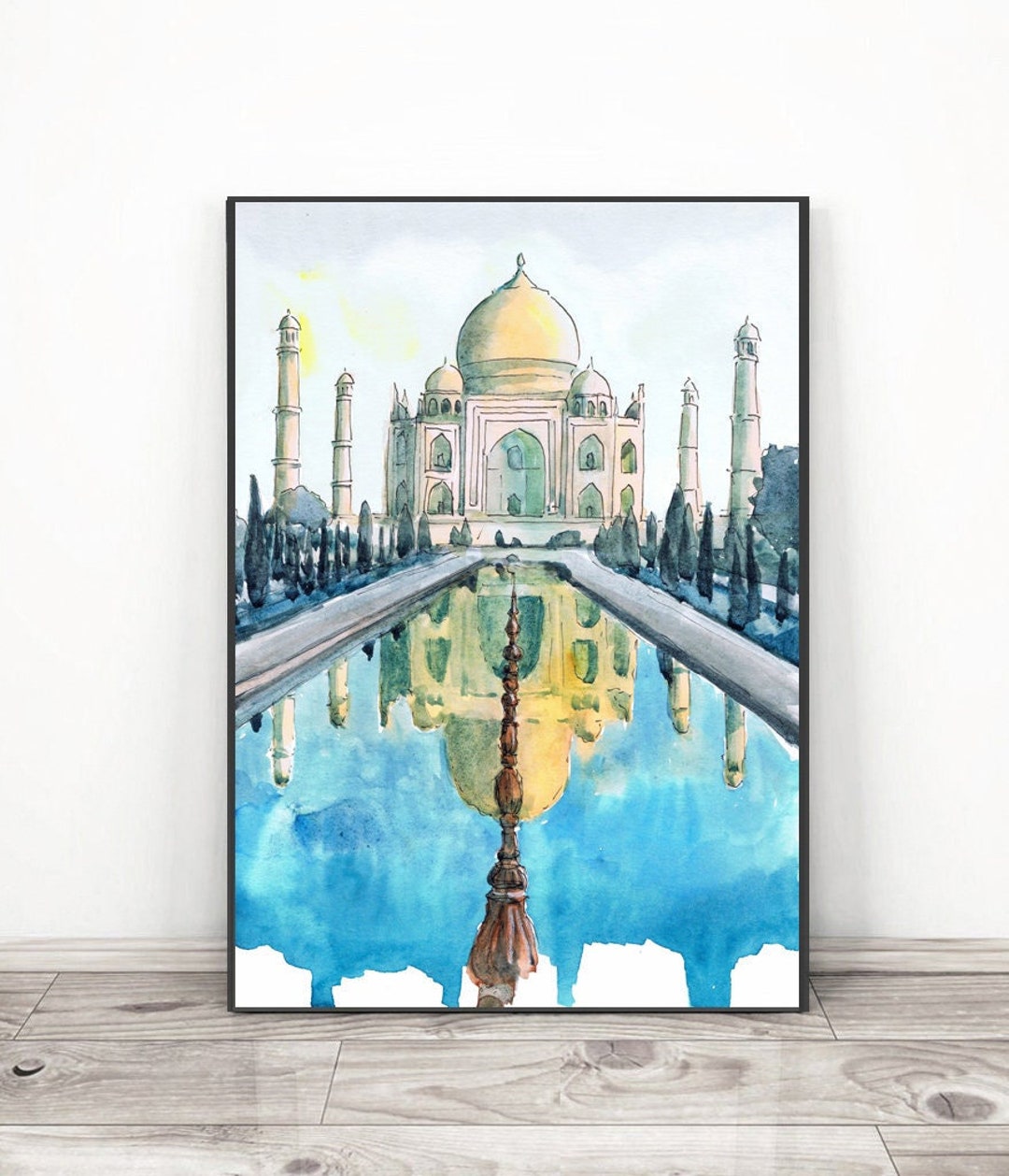 India Art Print Taj Mahal Wall Art Watercolor Asian Travel Poster ...