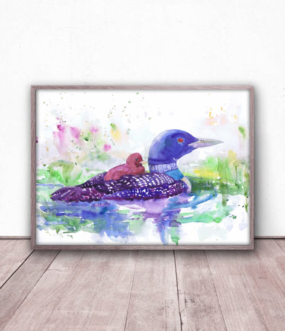 Loon Art Print Watercolor Painting, Water Birds Nursery Decor, Wildlife ...