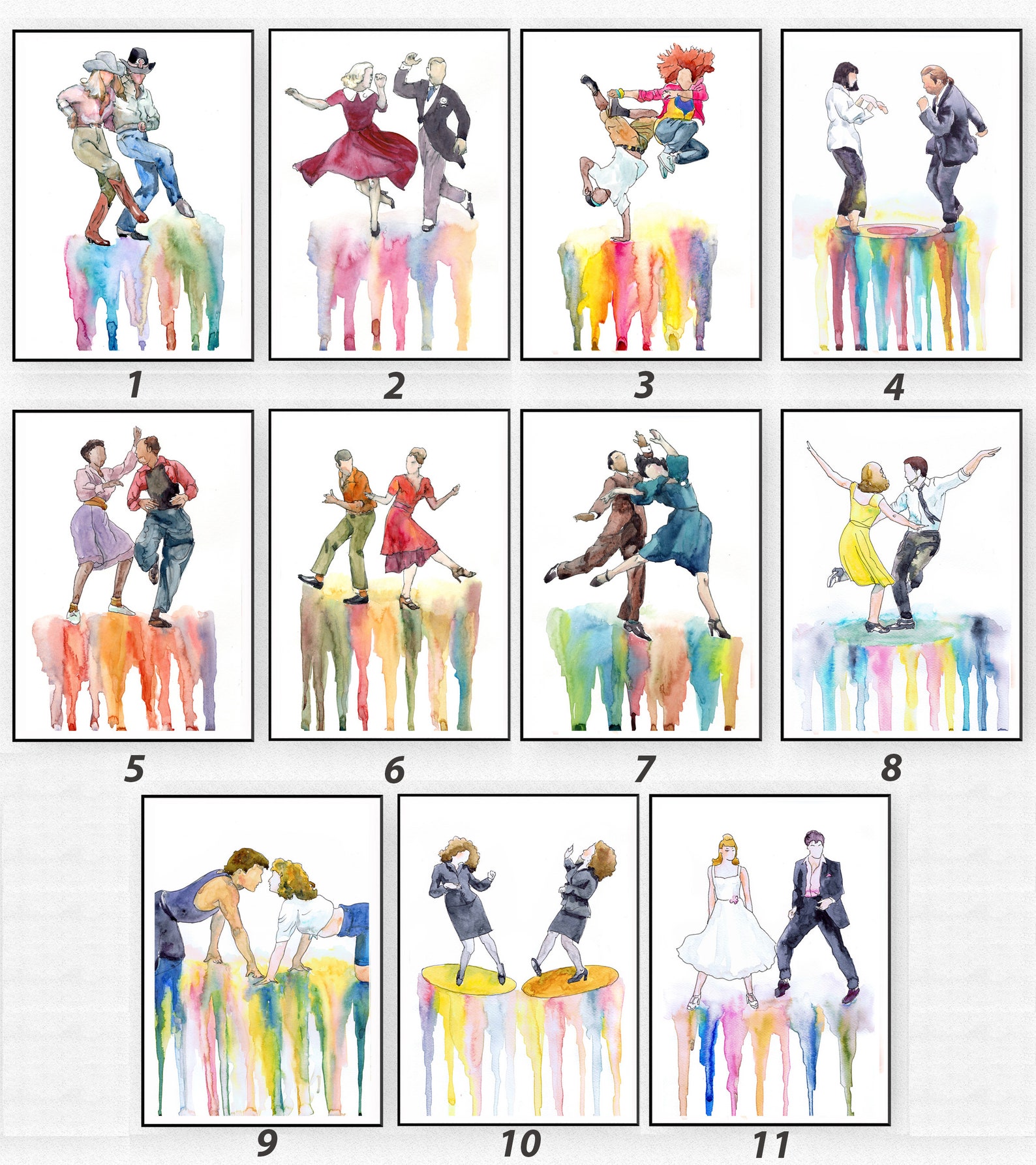 Modern Dance Set of 6 Art Prints Dancing Pop Culture Wall Art - Etsy