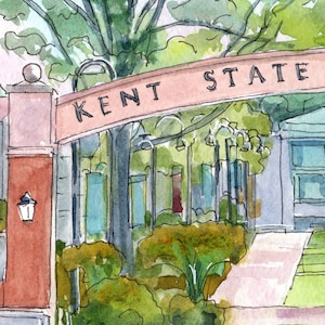 Kent State University Art Print Painting, KSU Graduation Watercolor ...