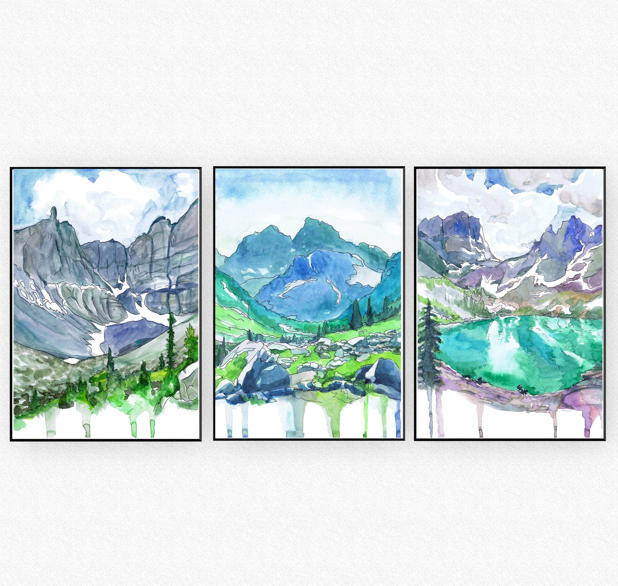 Grand Teton National park Poster Mountains Wall Art Print | Etsy