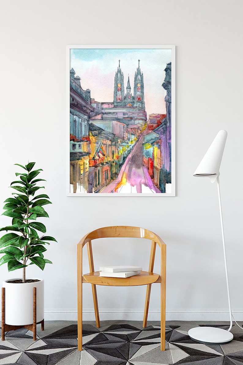 Quito Ecuador Art Print Skyline Watercolor Painting City Art - Etsy