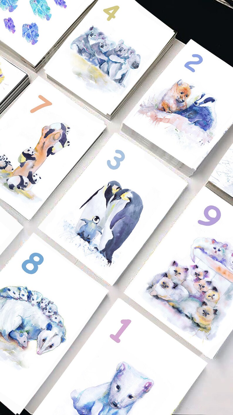 Numbers Flashcards 123 Flash Cards Set Playroom Nursery - Etsy