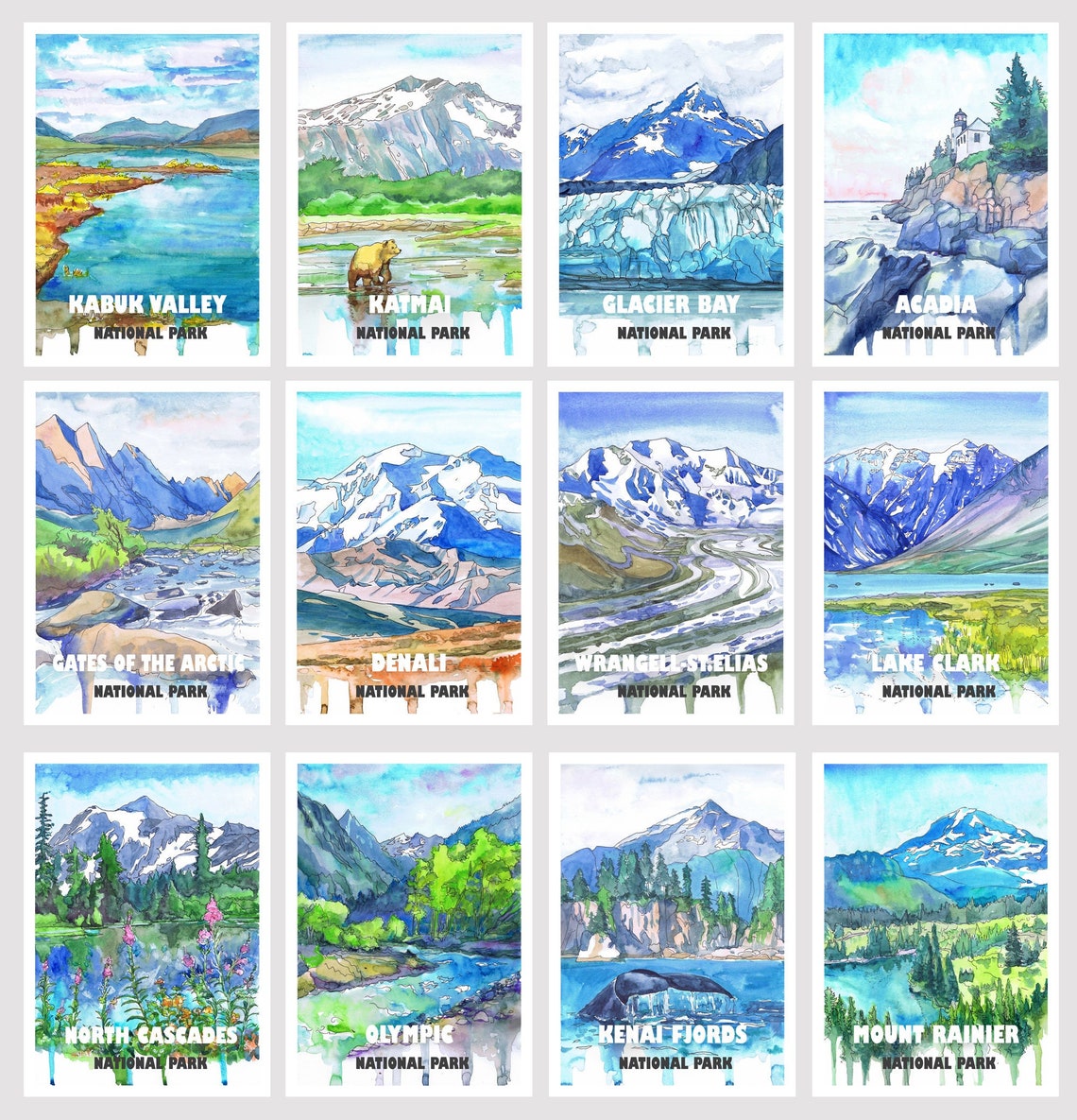 National Parks Postcard Set 12 Postcrossing Art Post Cards - Etsy