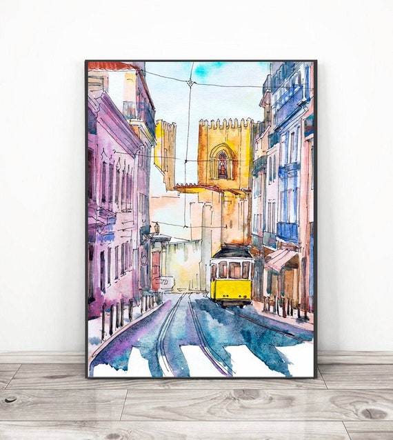 Lisbon Print Portugal Art Europe Skyline Wall Art Lisbon - Etsy