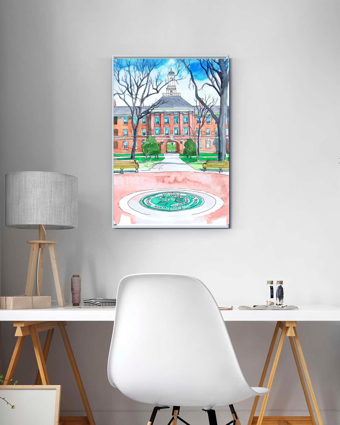 Miami University Ohio Art Print, Watercolor Painting , Oxford Abstract ...