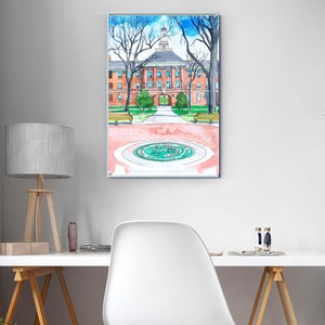 Miami University Ohio Art Print, Watercolor Painting , Oxford Abstract ...