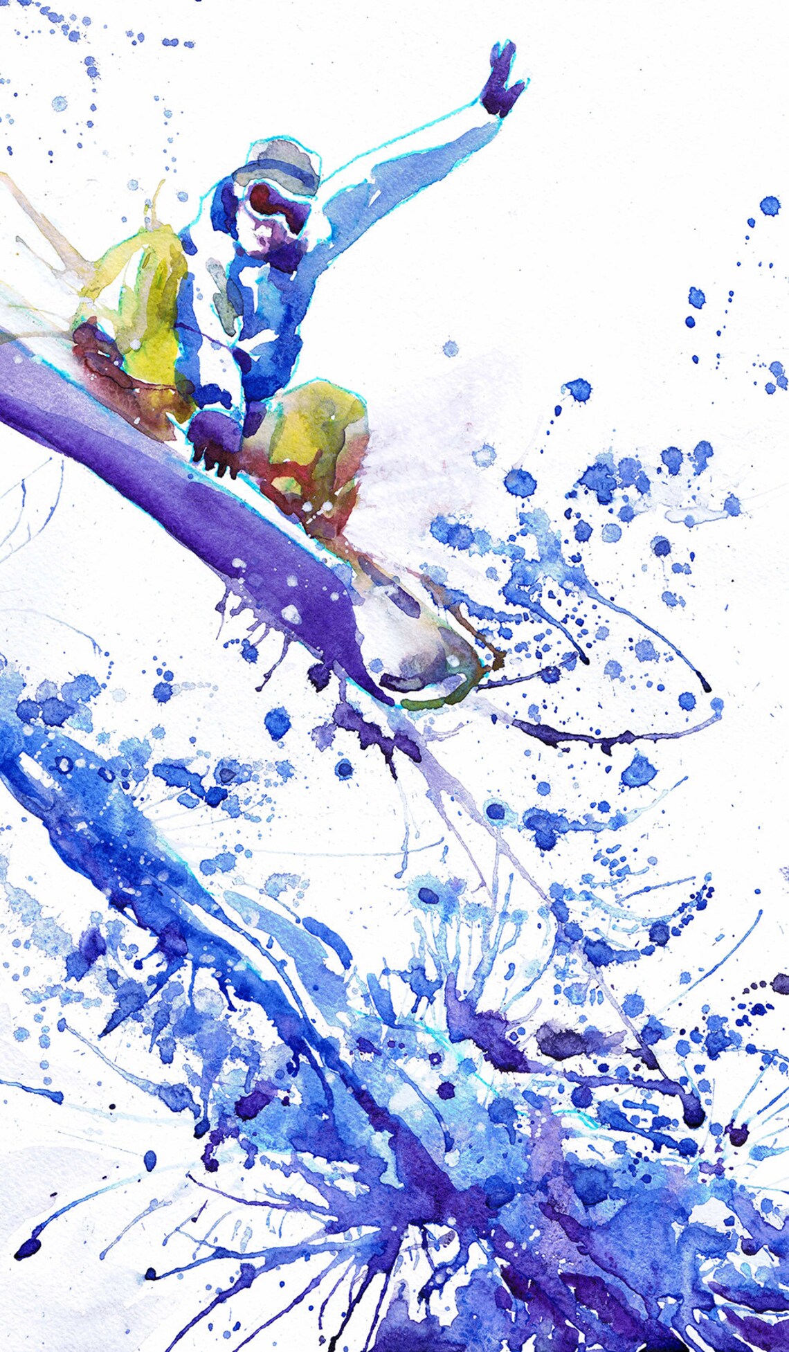 Snowboard Wall Art, Snowboarding Poster Sport Art Print Watercolor ...