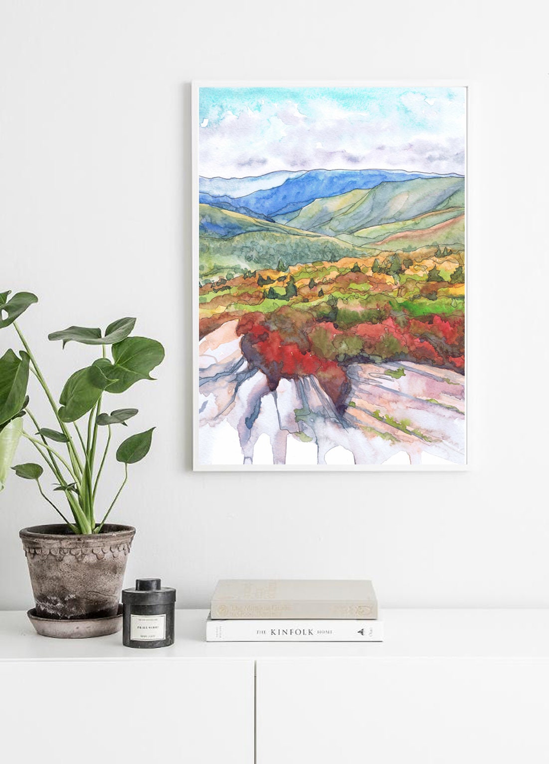Blue Ridge Mountain Wall Art Watercolor Landscape Painting | Etsy