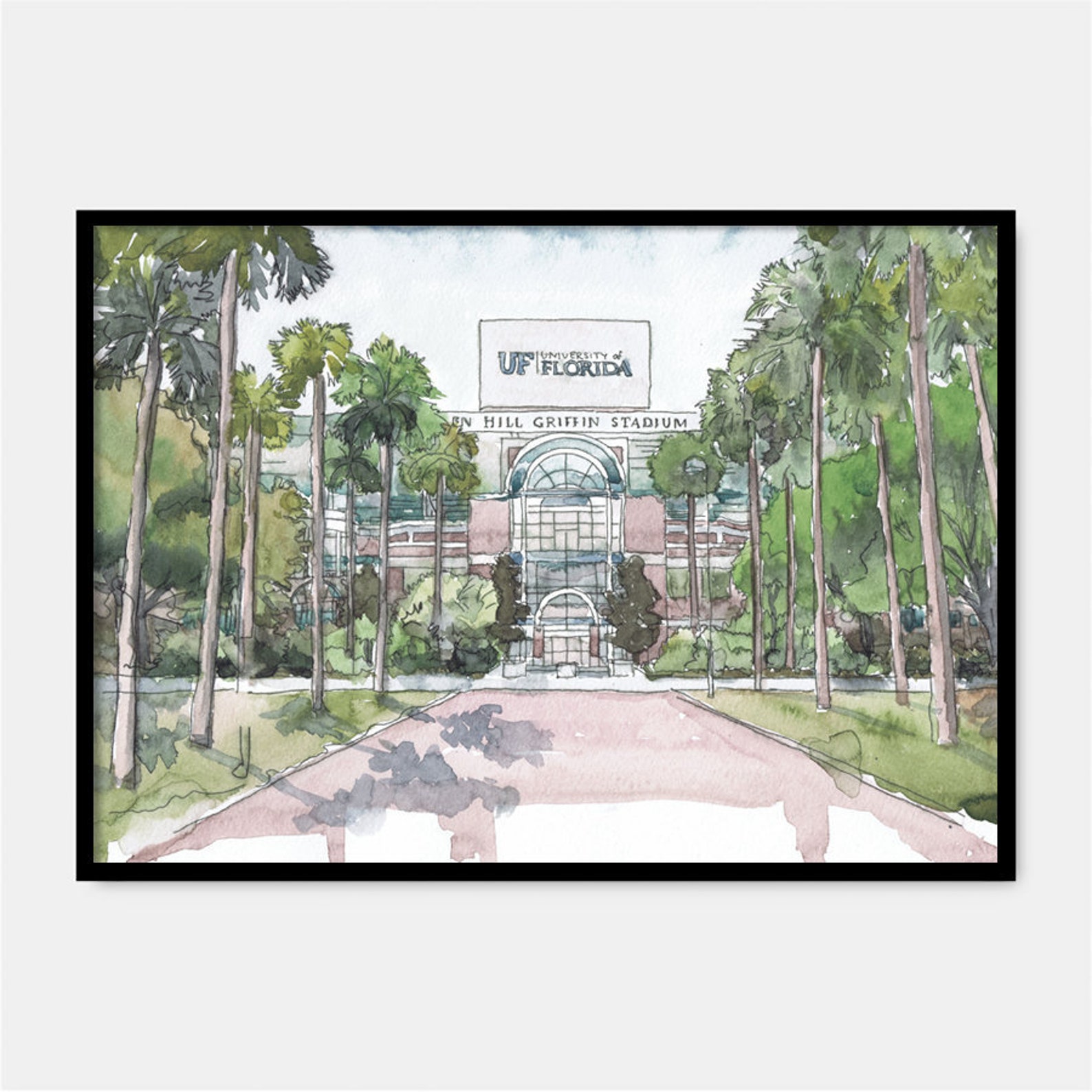University of Florida Art, Stadium Watercolor Painting Print , Uf Wall ...