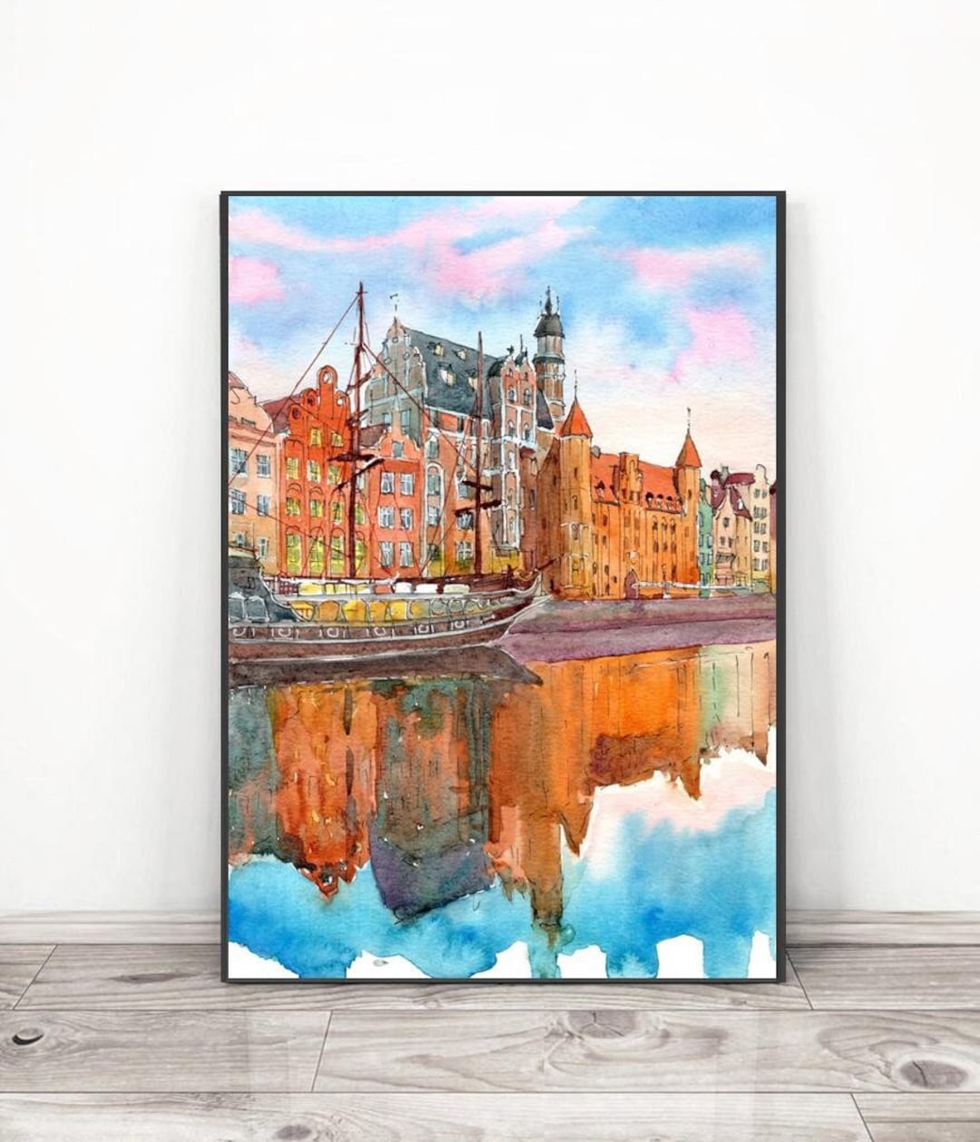 Gdansk Print Poland Wall Art Europe - Watercolor Painting, European ...