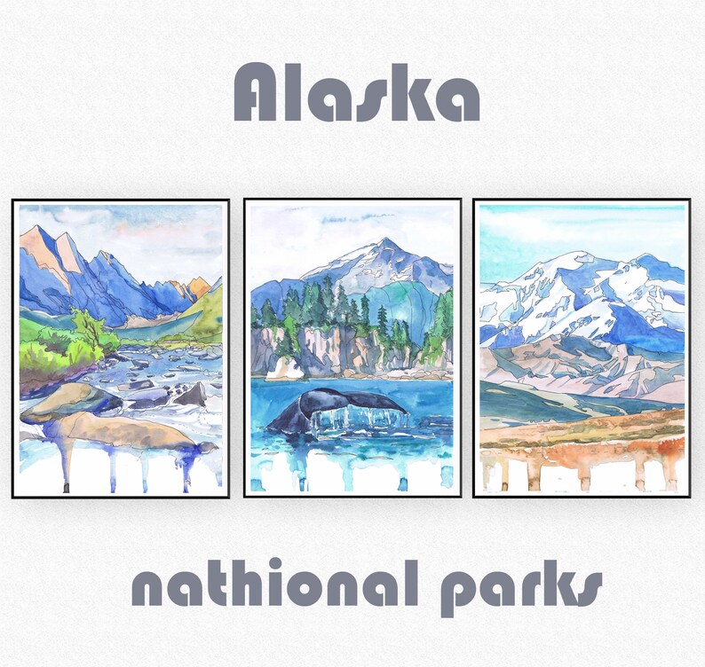 Kenai Fjords National park Art Alaska Mountain Wall Art | Etsy