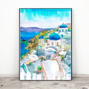 Greek Islands Prints Set of 3, Santorini Print, Greek Art Print Greece ...