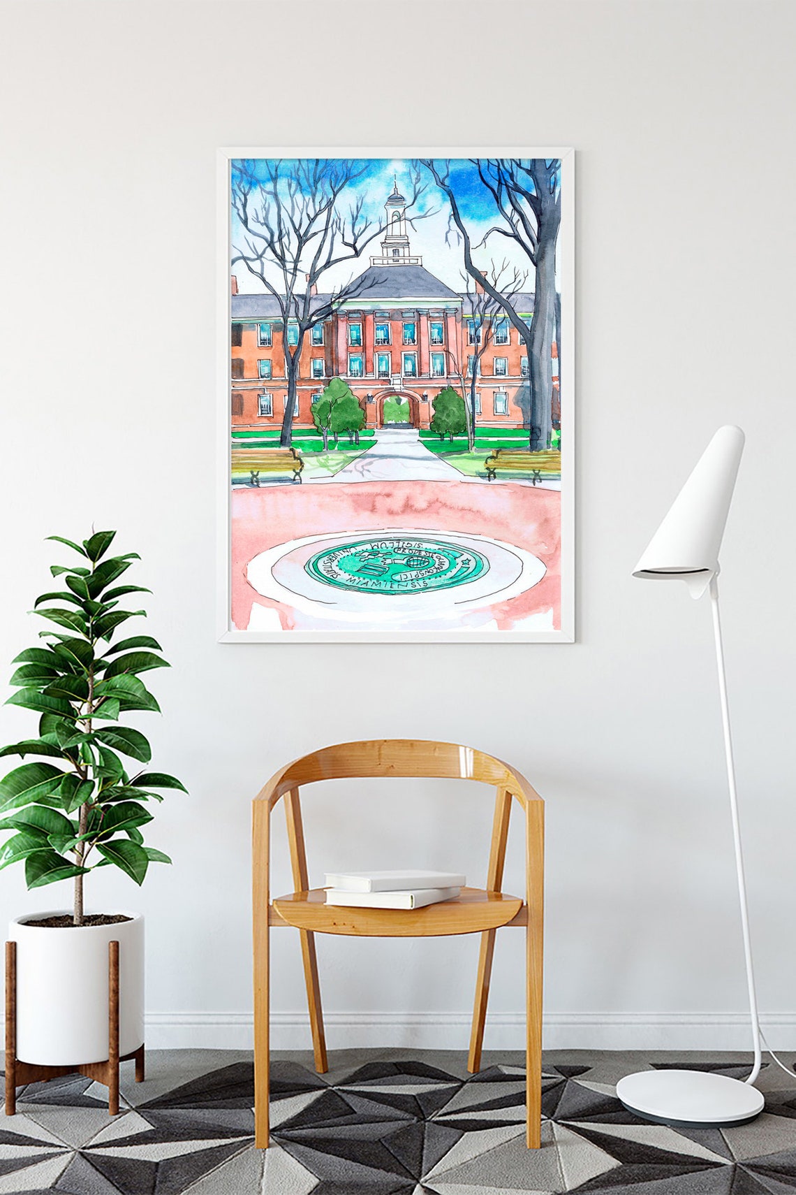Miami University Ohio Art Print Watercolor Painting Oxford | Etsy