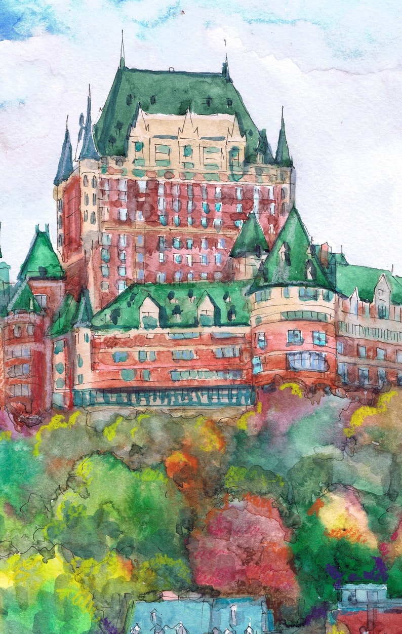 Quebec City Skyline Canada Art Print Watercolor Painting - Etsy