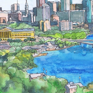 Philadelphia Art Print Skyline Pennsylvania Watercolor Painting ...