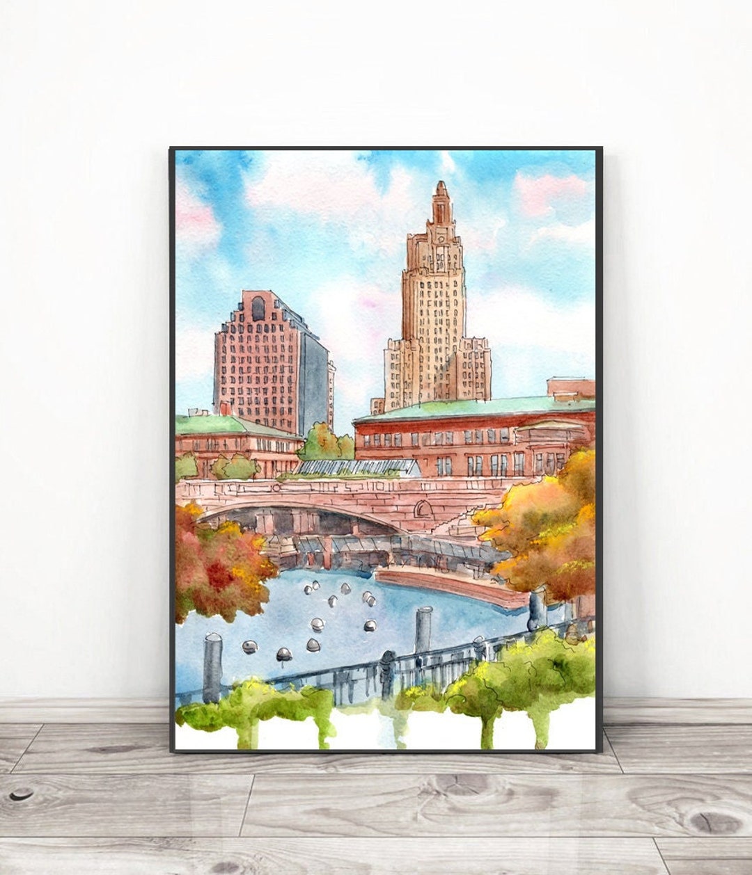 Providence, Rhode Island Art Print Skyline RI Wall Art, Providence ...