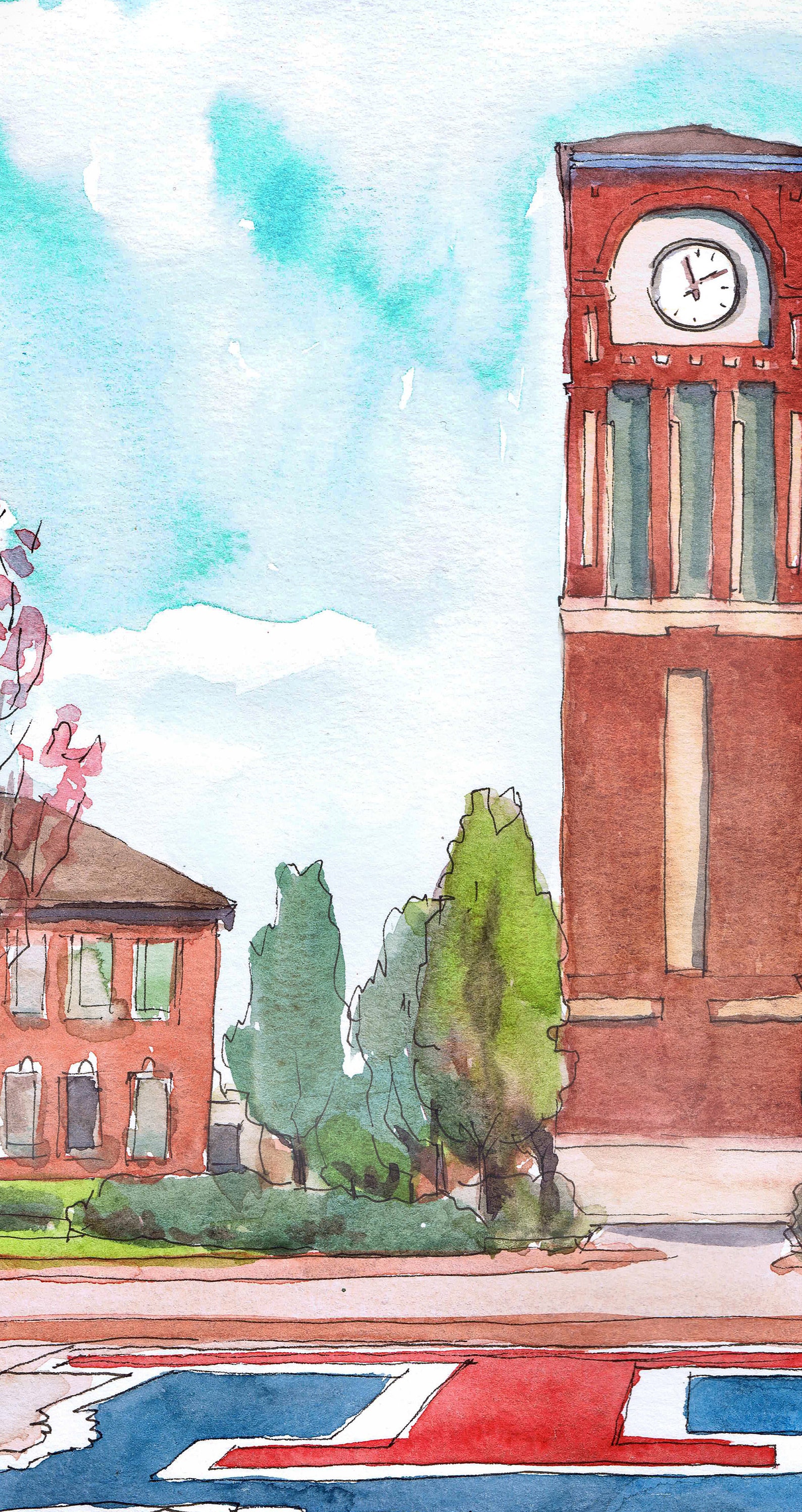 Louisiana Tech University Art Print Painting, Ruston Graduation ...