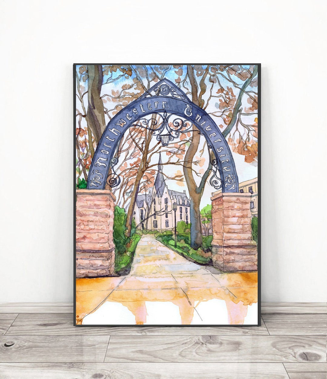 Northwestern University Art Print, Evanston Wall Art Watercolor ...
