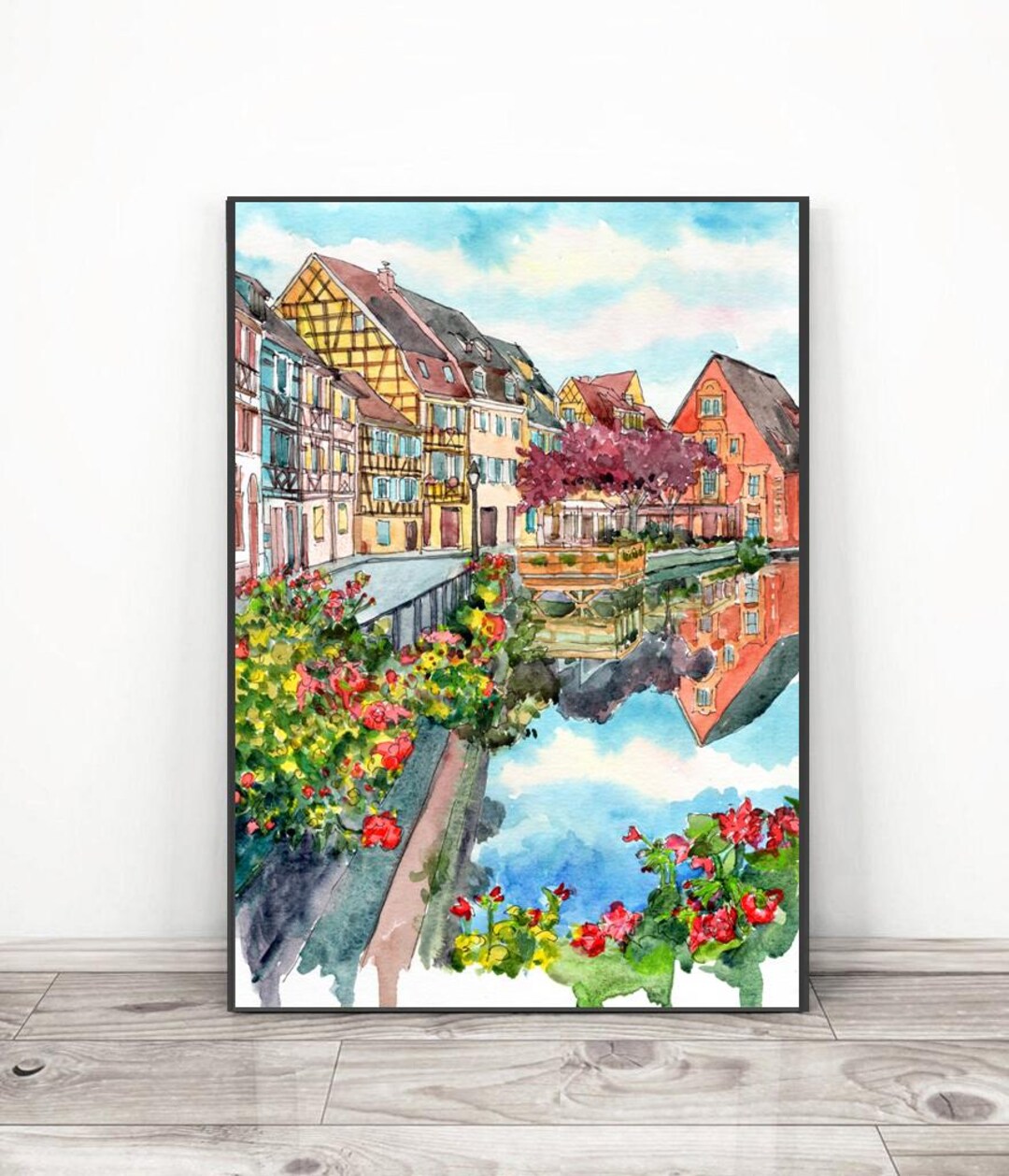 Colmar France Painting Watercolor Print Old Town Art, European City ...