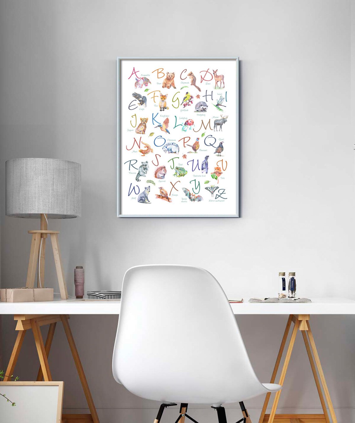 Woodland Alphabet Poster ABC Animals Watercolor Alphabet - Etsy
