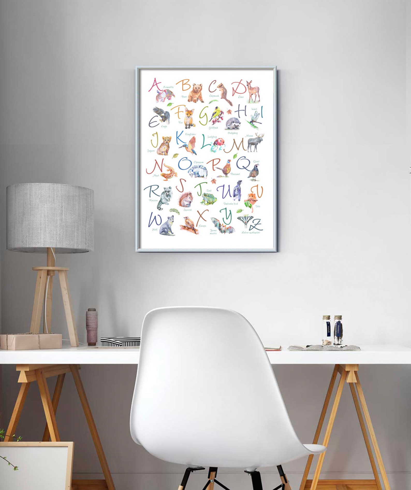 Woodland Alphabet Poster ABC Animals Watercolor Alphabet - Etsy