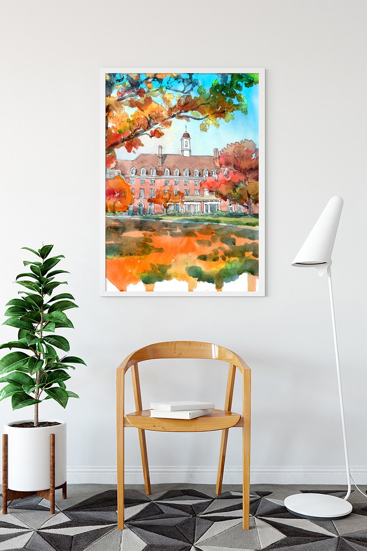 University of Illinois Art Print, UIUC Watercolor Painting , Urbana ...