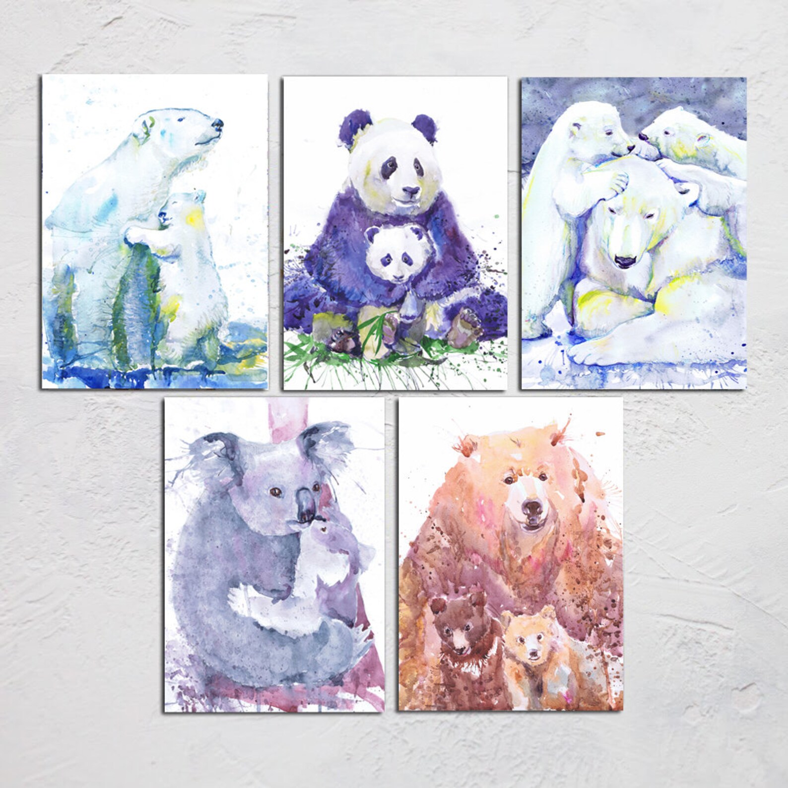 Bear Greeting Cards Pack, Fine Art Notecards, Watercolor Cards With ...