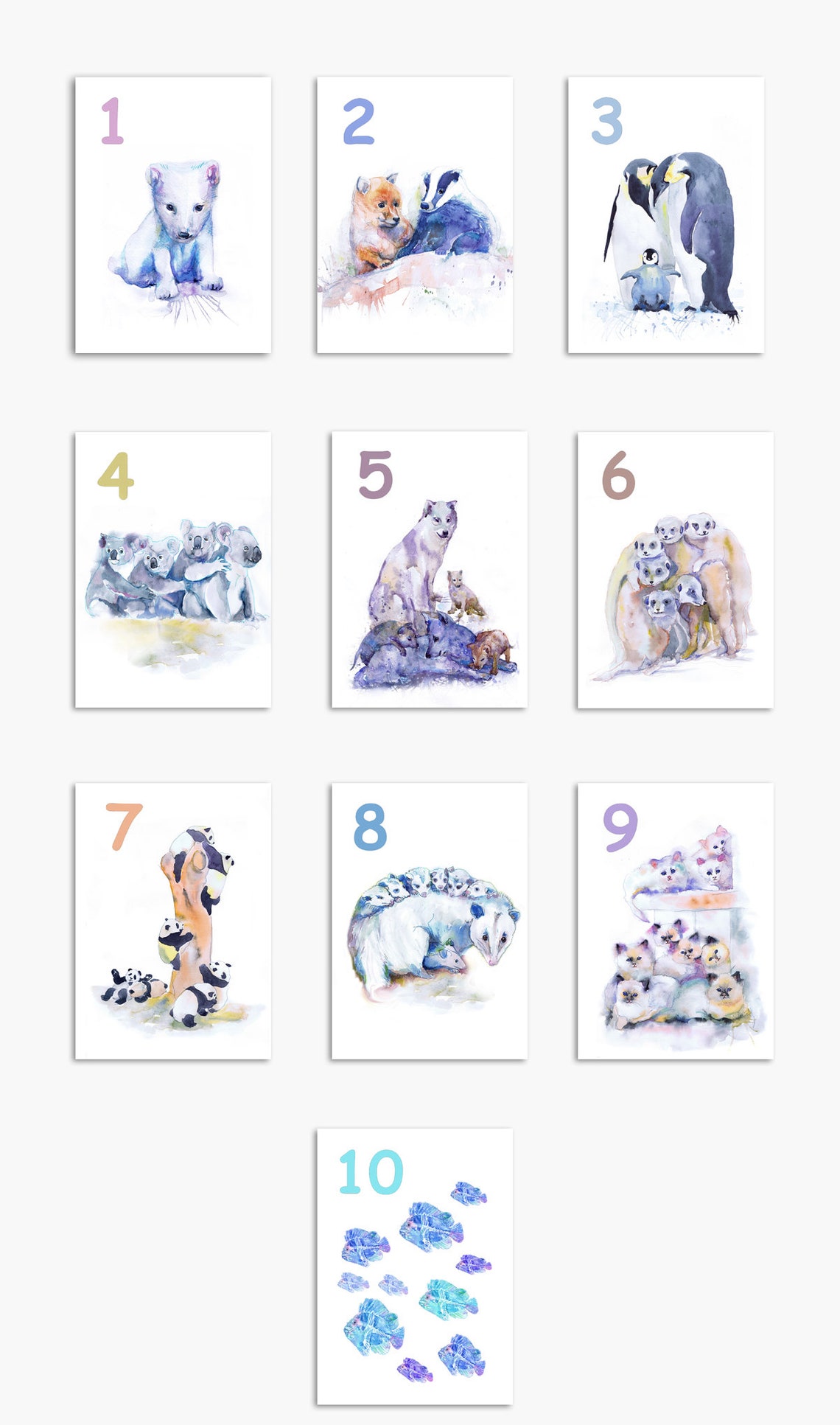 Numbers Flashcards 123 Flash Cards Set Playroom Nursery - Etsy