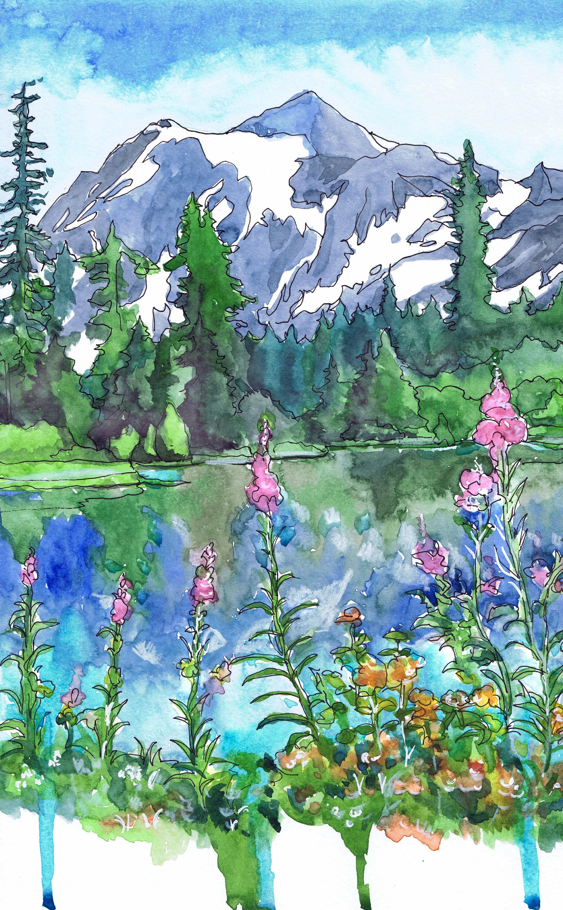 North Cascades National park Art Mountain Wall Art | Etsy