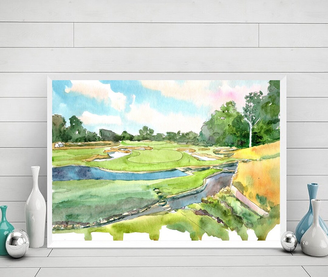 Merion Golf Club Print Watercolor Painting, Golf Gifts for Men ...