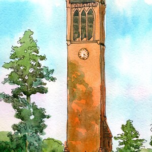 Iowa State University Art, ISU Watercolor Painting Campanile, Ames Iowa ...