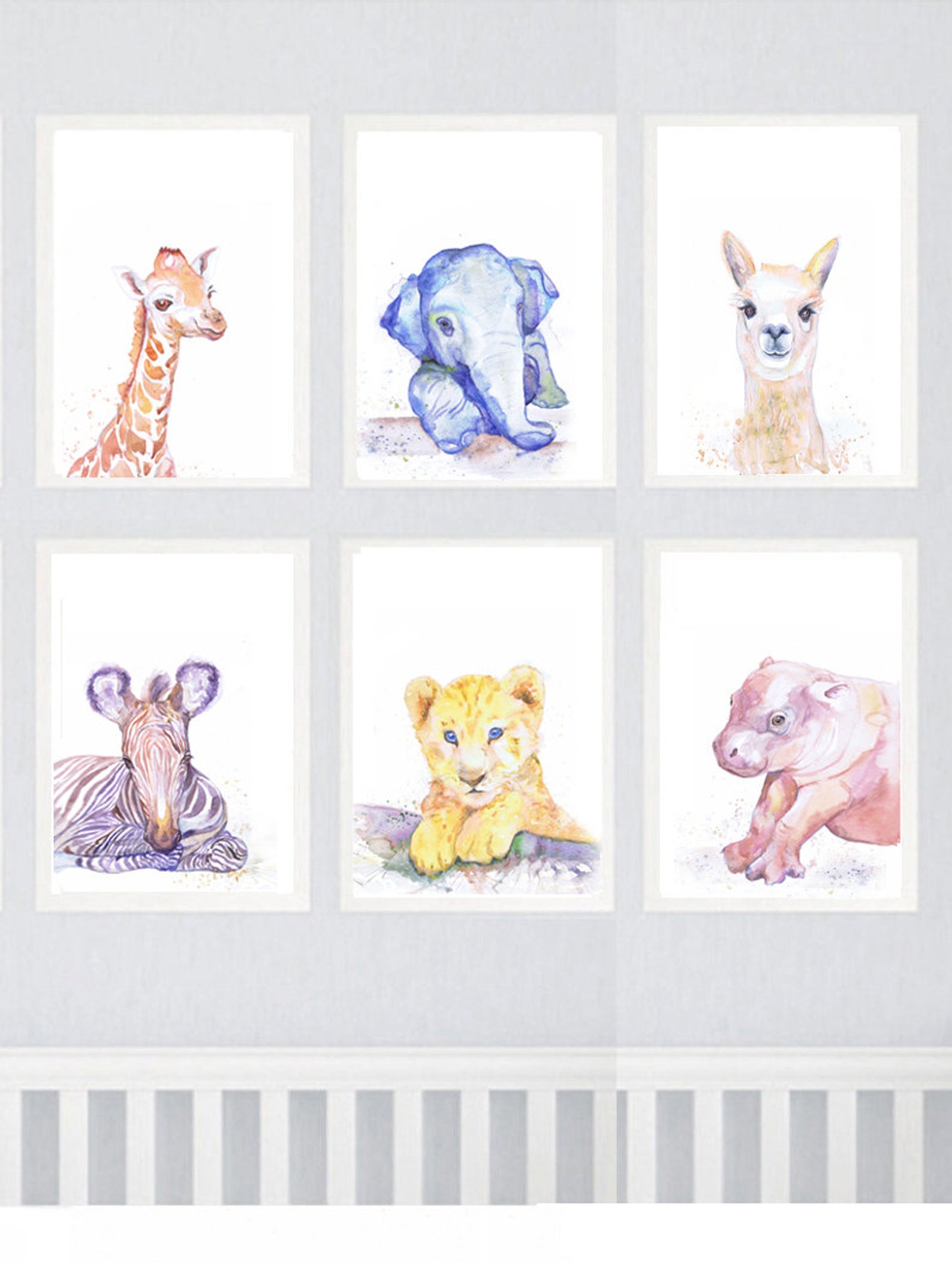 Baby Animals Nursery Wall Art Art Set of 6 Prints Watercolor | Etsy