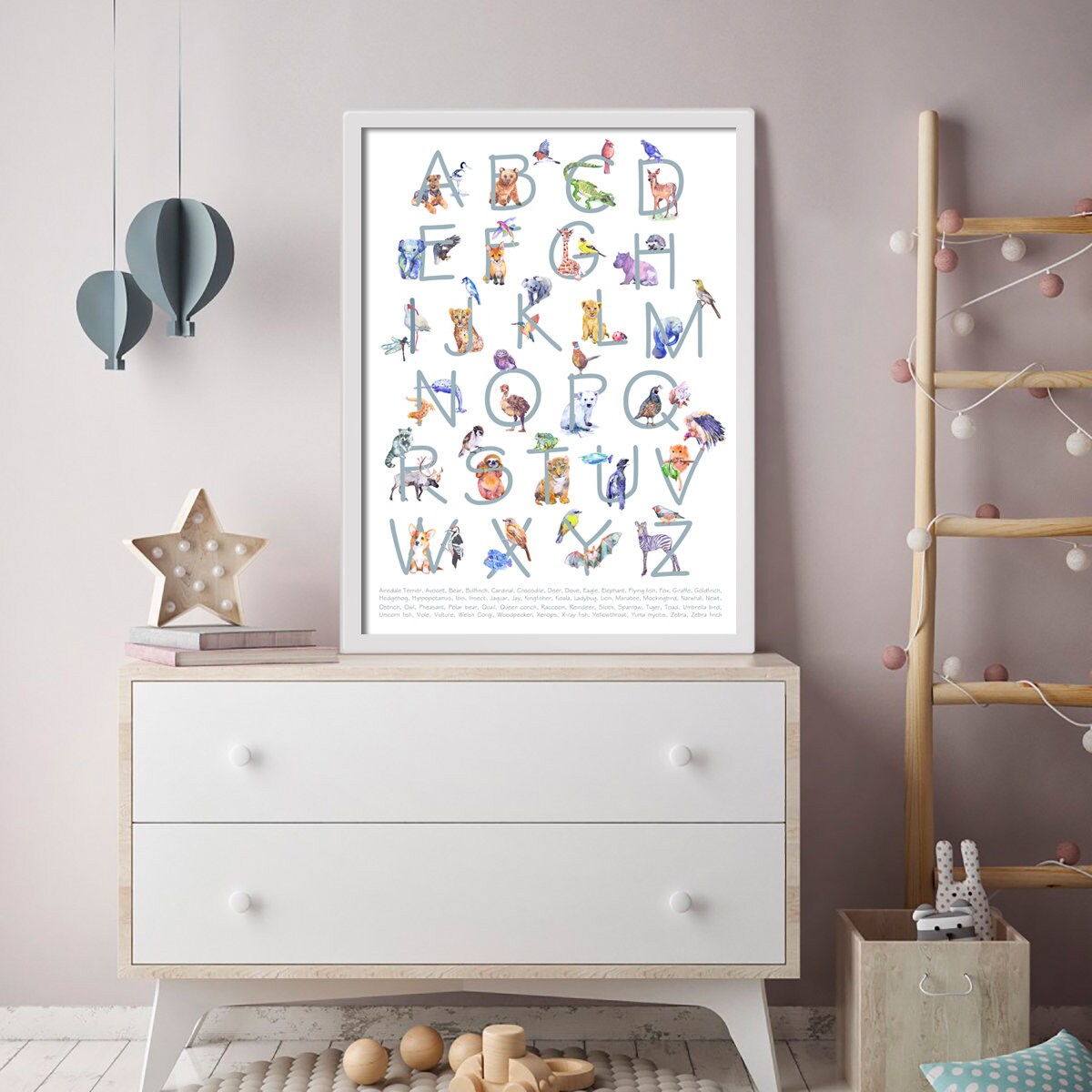 Animal Alphabet Poster Watercolor ABC Homeschool Chart | Etsy