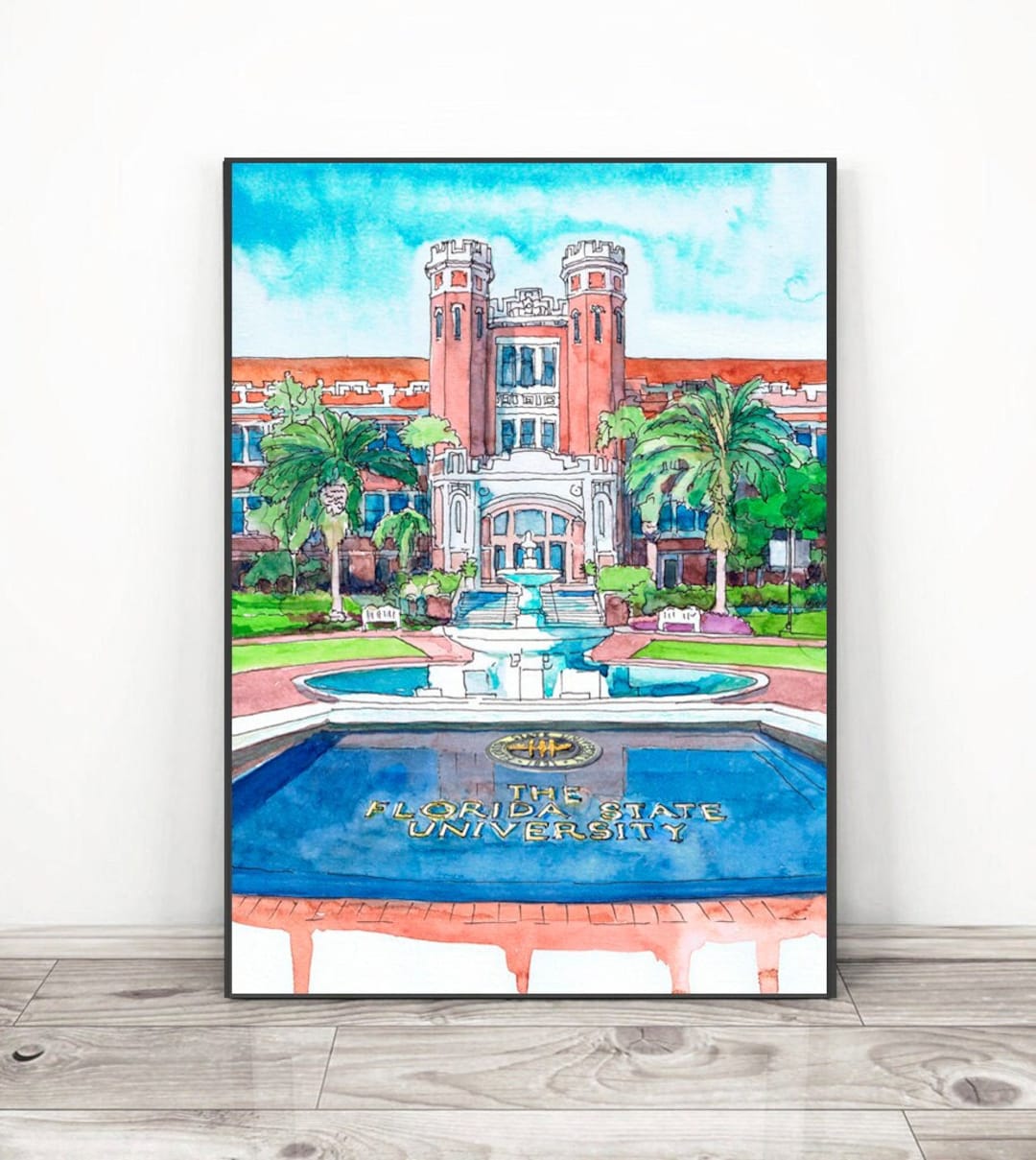 Florida State University Art Print, Watercolor Painting , Tallahassee ...