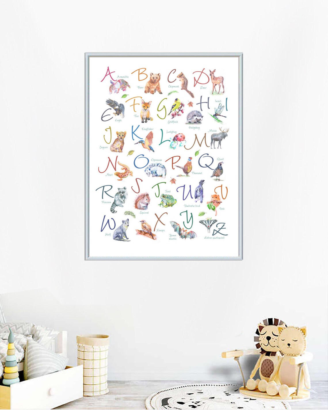 Woodland Alphabet Poster ABC Animals Watercolor Alphabet - Etsy