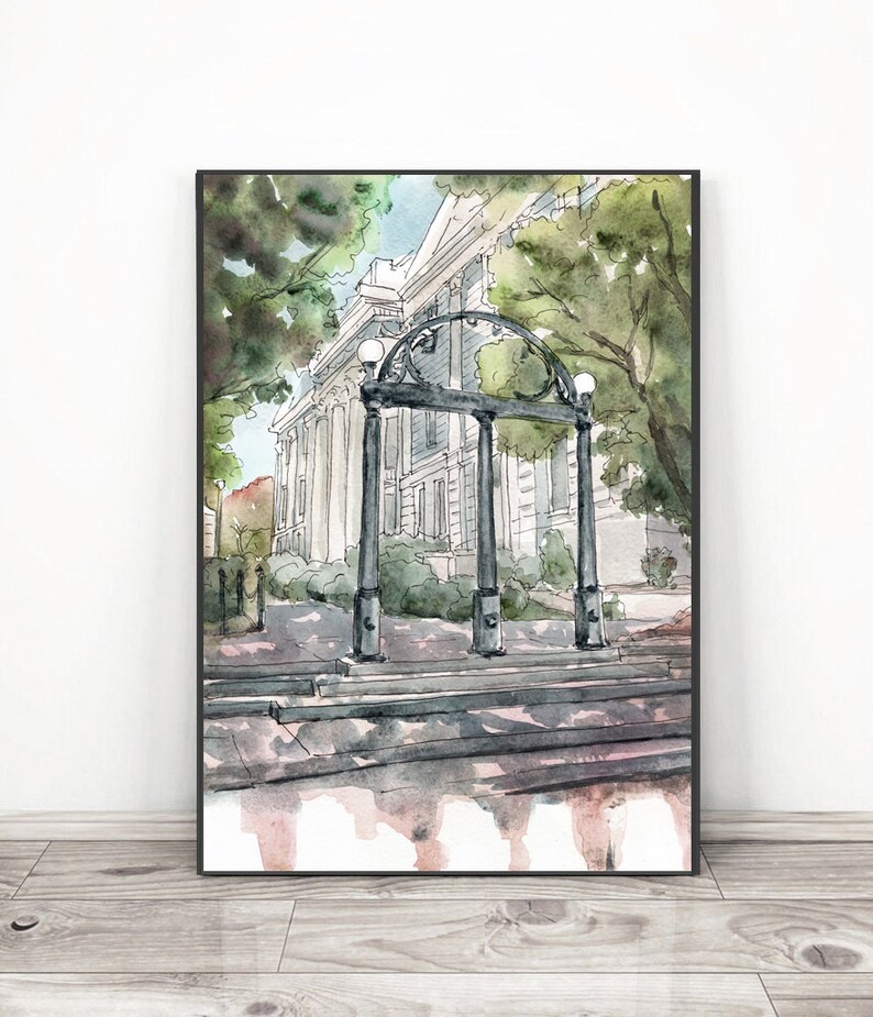 University of Georgia Art UGA Arch Watercolor Painting - Etsy